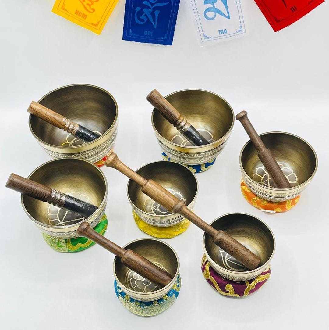 Seven Chakra Singing Bowl Set -set of 7 Singing Bowl Set, Tibetan ...