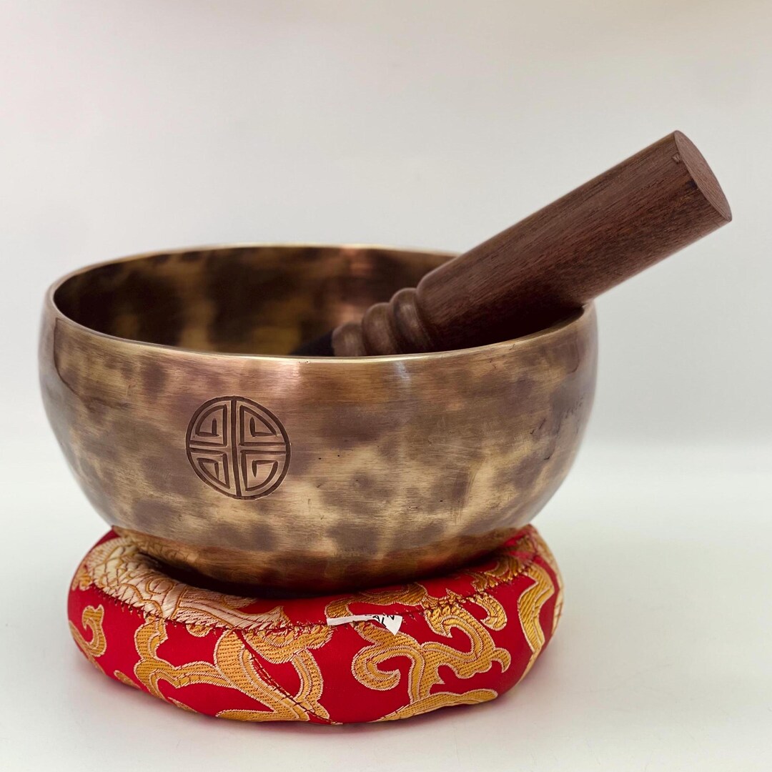 6 Inches Handmade Full Moon Tibetan Singing Bowl Authentic Himalayan ...