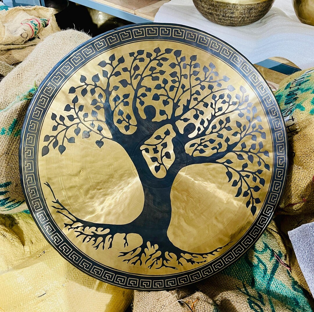Seven Metal Tibetan Gong – Handmade Tree of Life Meditation Sound ...