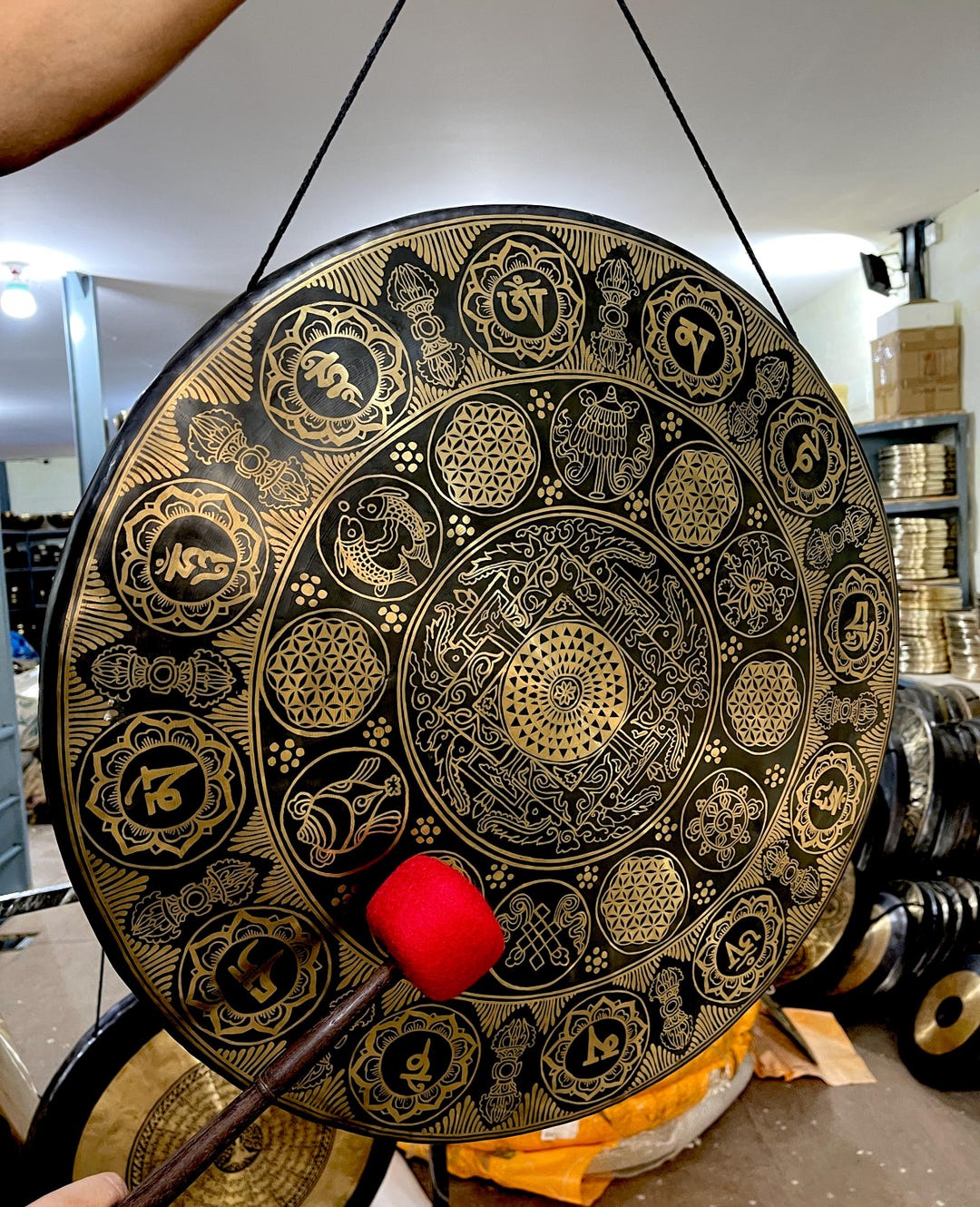 Handcrafted Tibetan Gong: Seven Sacred Metals, Tree of Life Design - Etsy