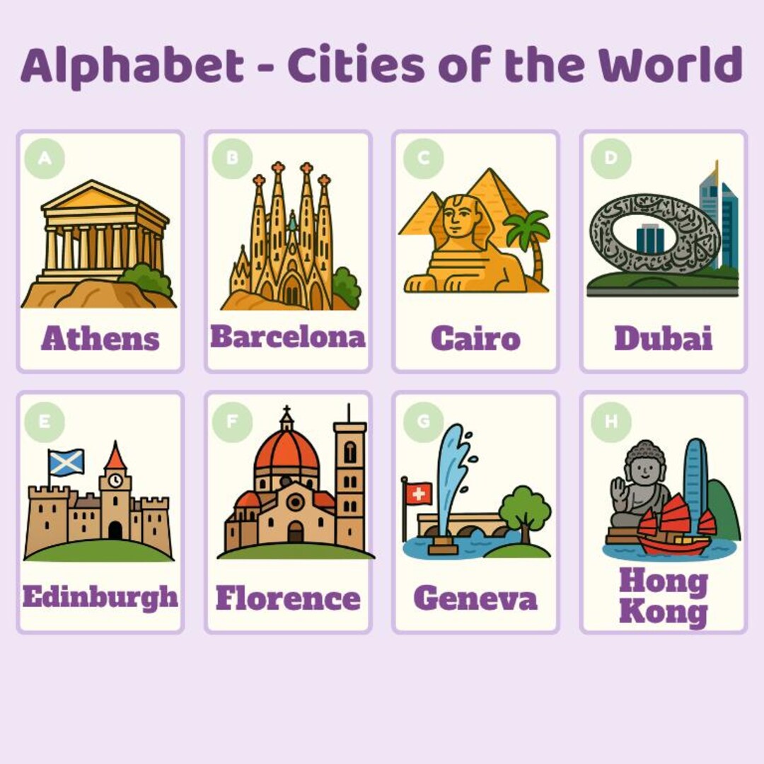 Cities of the World Flashcards: A-Z Geography Learning (digital ...