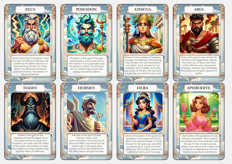 40 Greek Mythology Flashcards - Educational & Fun Digital Learning Tool - Etsy