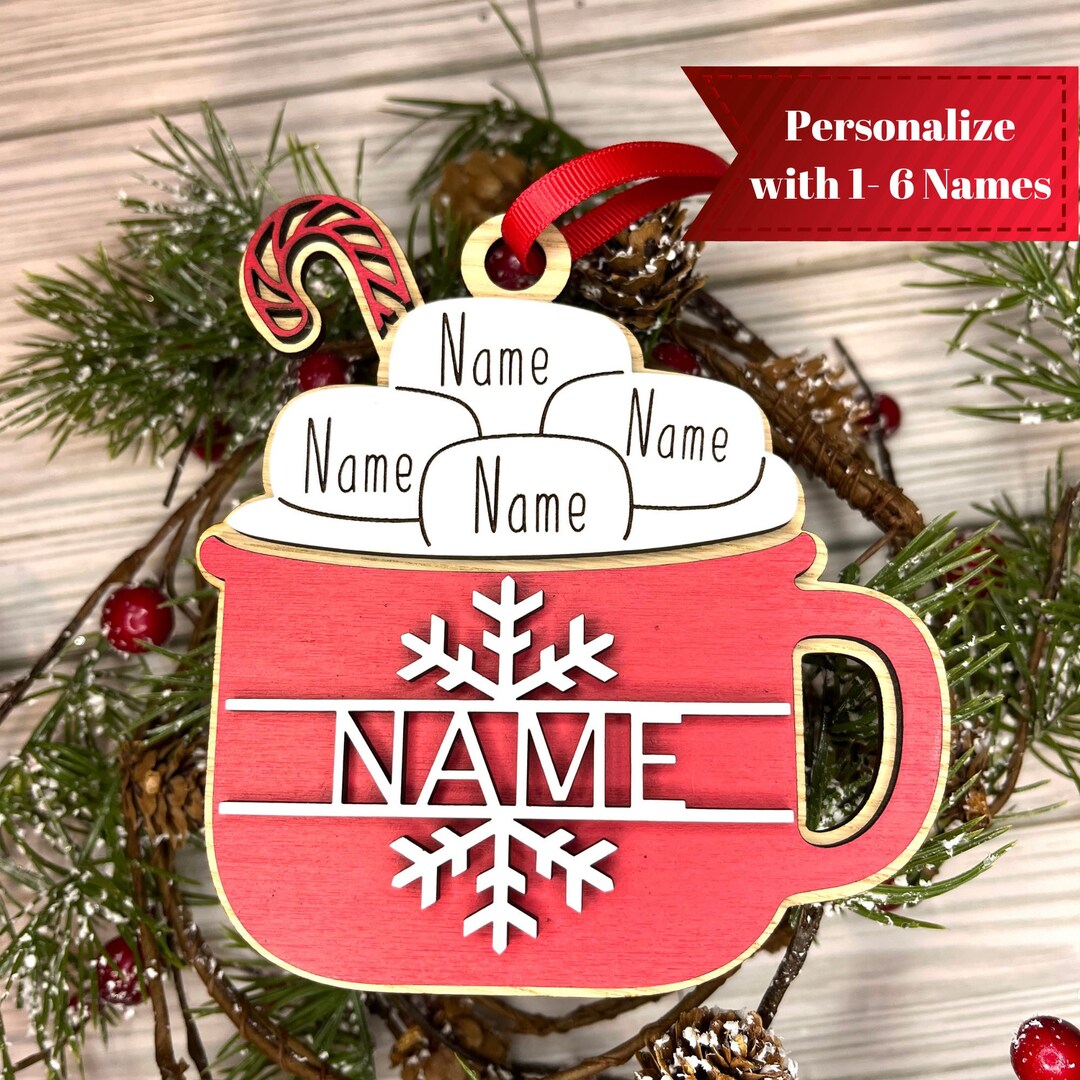 Personalized Marshmallow Hot Cocoa Mug Ornament With Engraved Names for ...