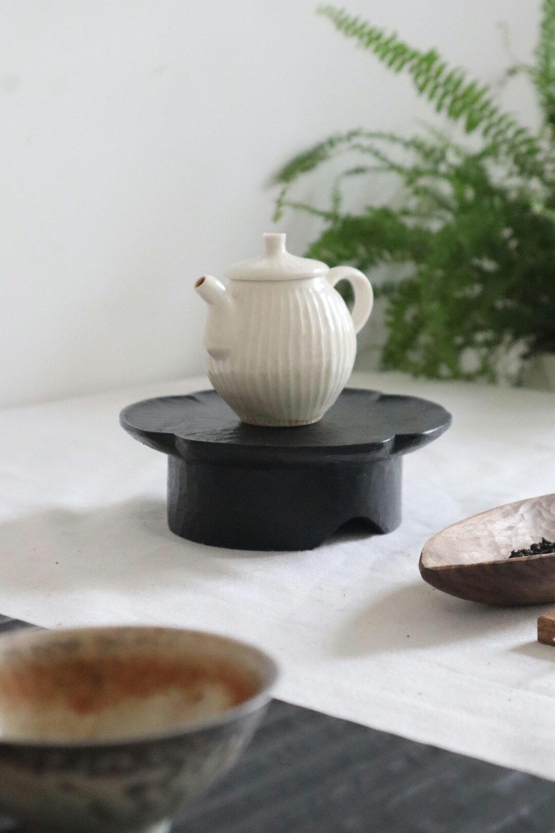 Hand-carved Tea Pot Stand, Tea Lover Gift, Tea Table, Unique Wooden ...