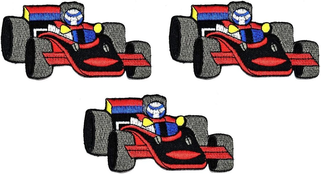 Set of 3 Black Red Sports Applique Patches Sports Car Racing Race ...