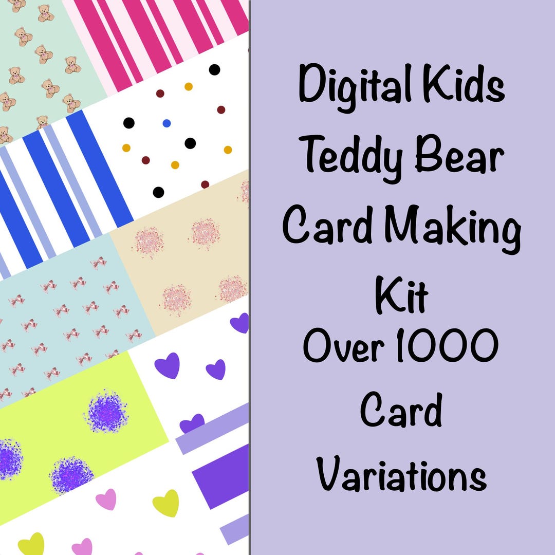 Kids Teddy Bear Card Making Kit: Decoupage Toppers, Backgrounds ...