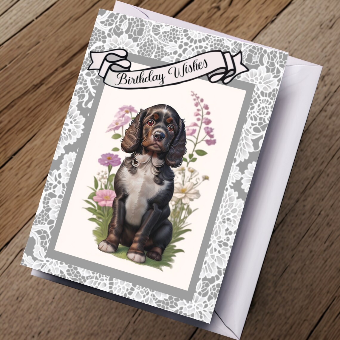 Birthday Wishes Digital Birthday Card With Cute Spaniel Dog, Instant ...