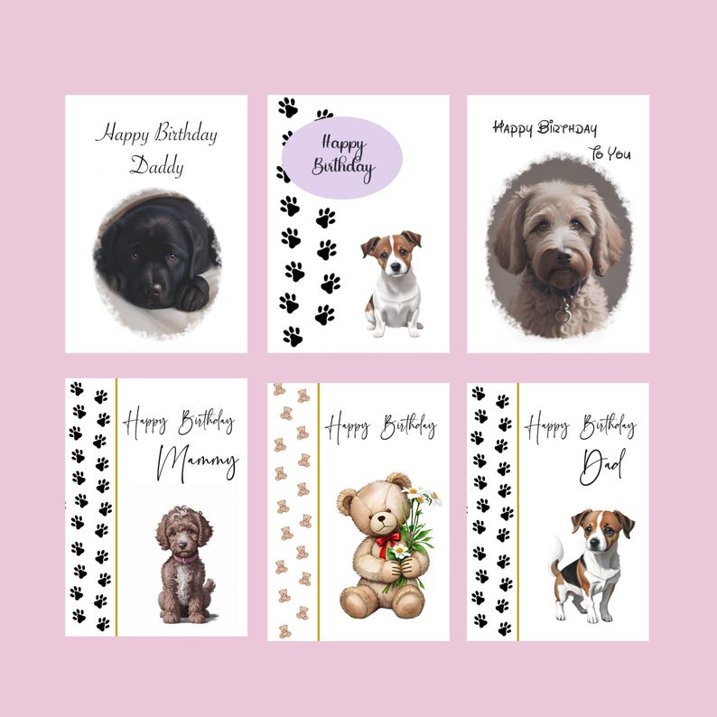 50 Printable Birthday Cards Mega Bundle: DIY Greeting Card Set (PNG ...