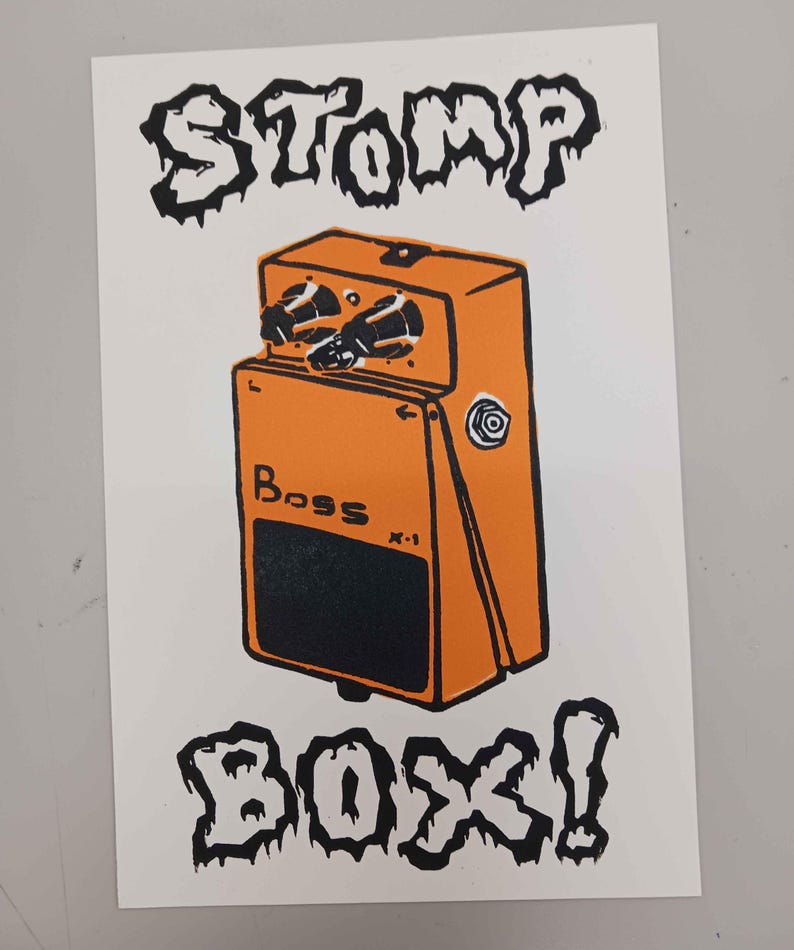 Stomp Box! Linocut Print - Etsy