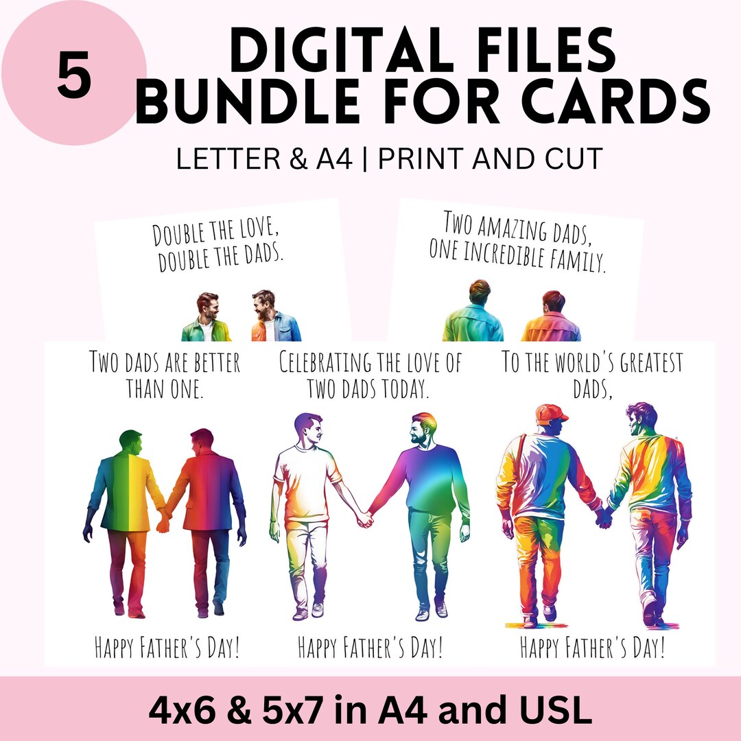 Card DIY Father Day LGBTQ Printable Greeting Card Bundle Instant ...