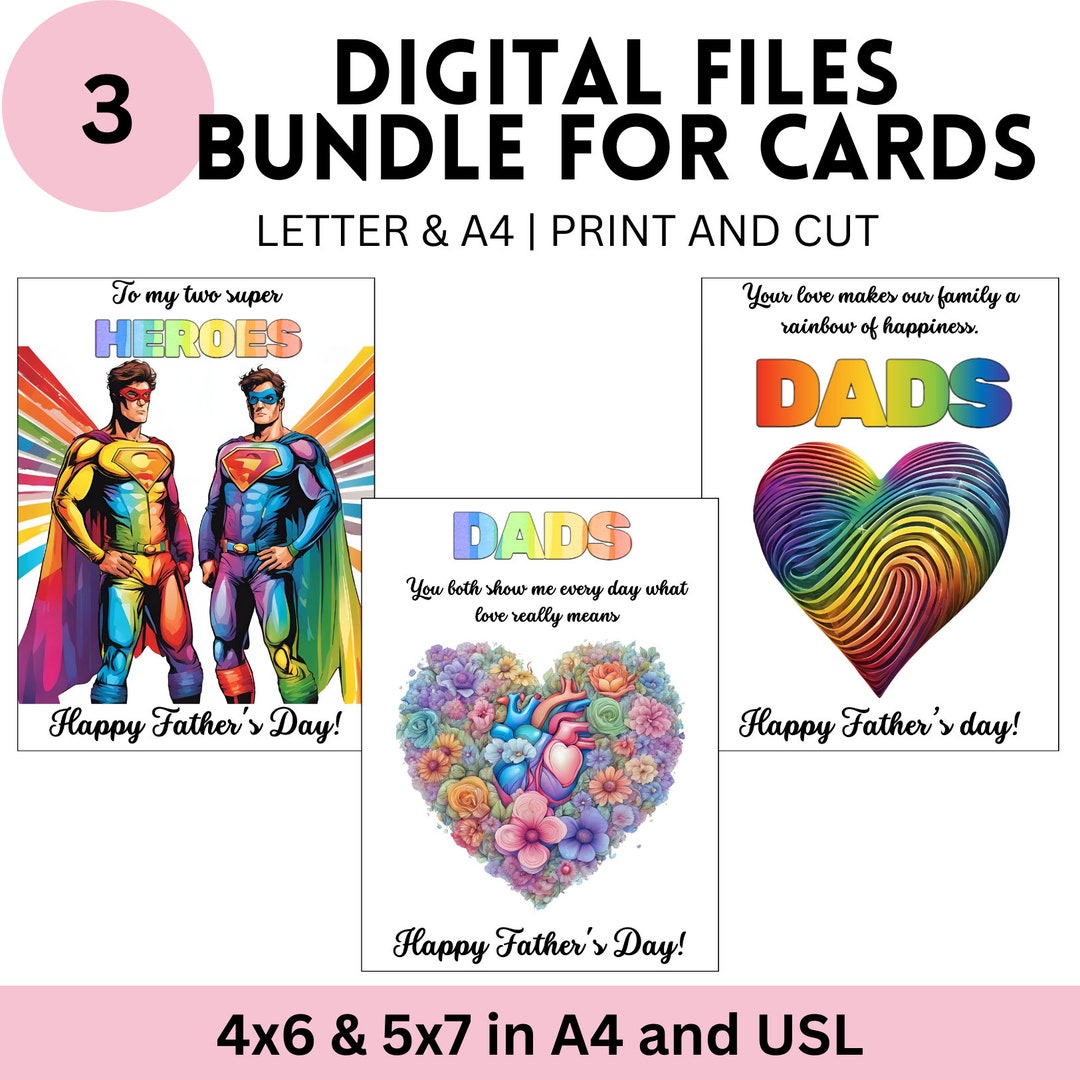 Fathers Day LGBT Two Dad Card SVG File Art for Queer Dads PNG Design ...