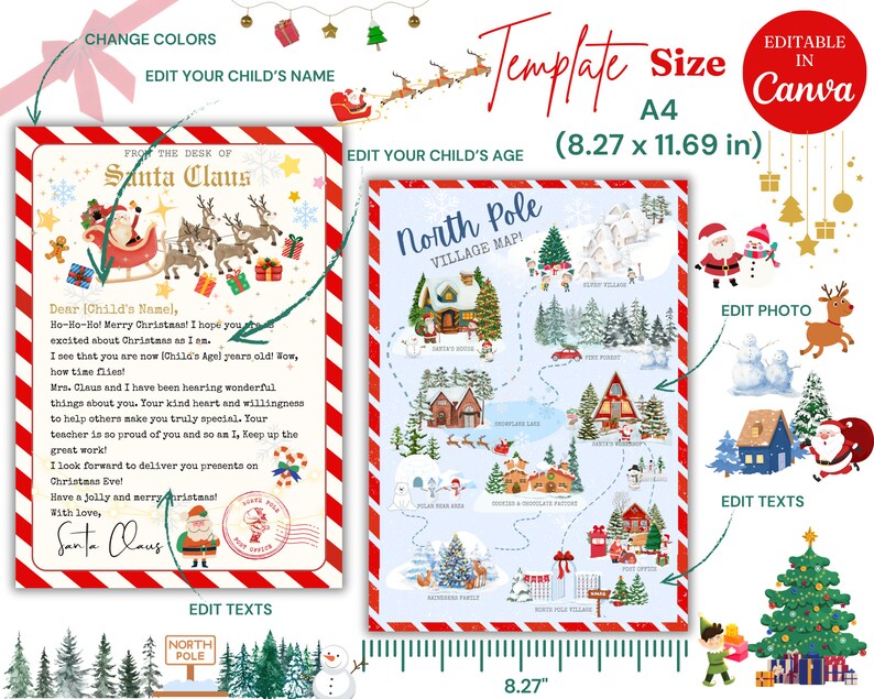 Personalized Santa Letter Bundle: Letter to Santa, Letter From Santa ...