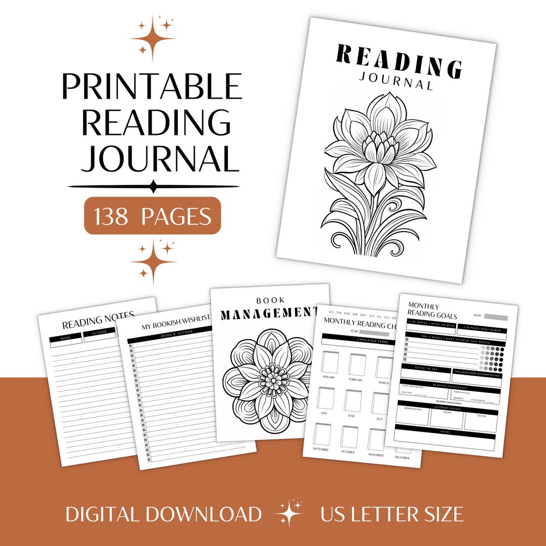 Printable Reading Journal, Instant Download, Reading Planner PDF ...
