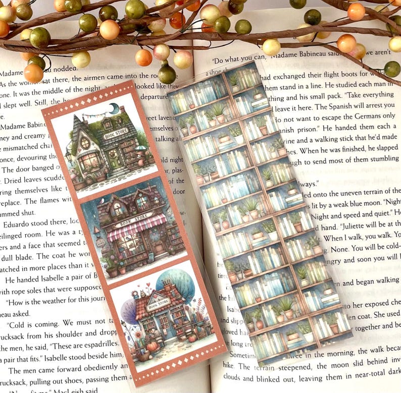 Whimsical Bookstore Bookmarks, Laminated Bookmarks, Book Lover Gift ...