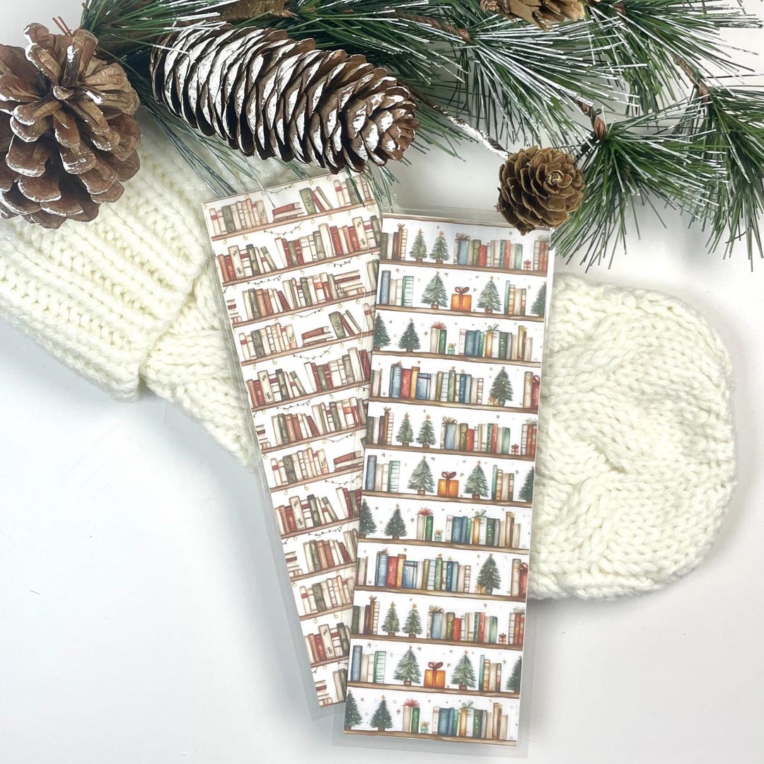 Christmas Bookshelf Bookmark Set, Cozy Winter Reading Gift, Stocking ...