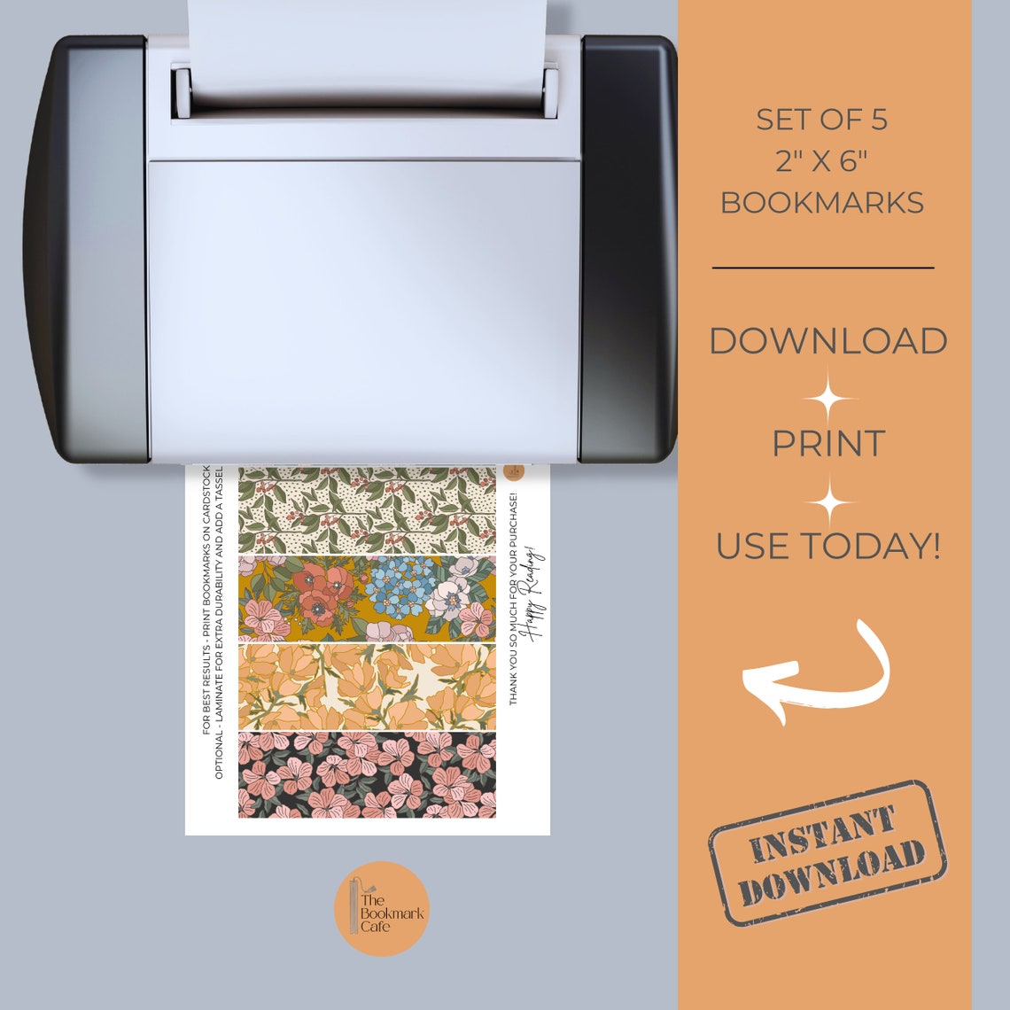 Printable Bookmarks, Digital Download, Set of 5, Unique Bookmark ...