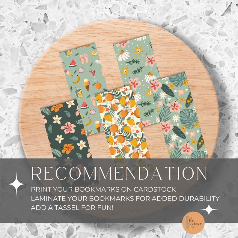 Printable Bookmarks, Digital Download, Set of 5, Tropical Bookmark Set ...