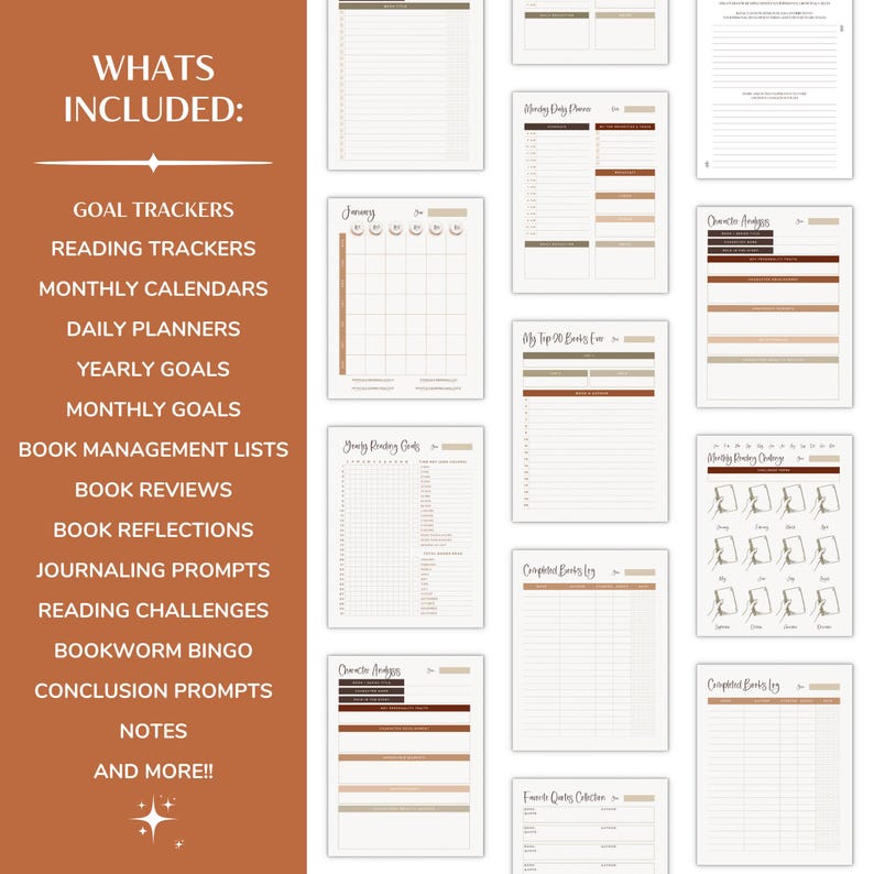 Printable Reading Journal, Instant Download, Reading Planner PDF ...