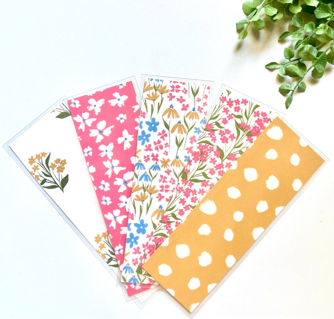 Colorful Floral Laminated Bookmarks, Double Sided, Handcrafted ...
