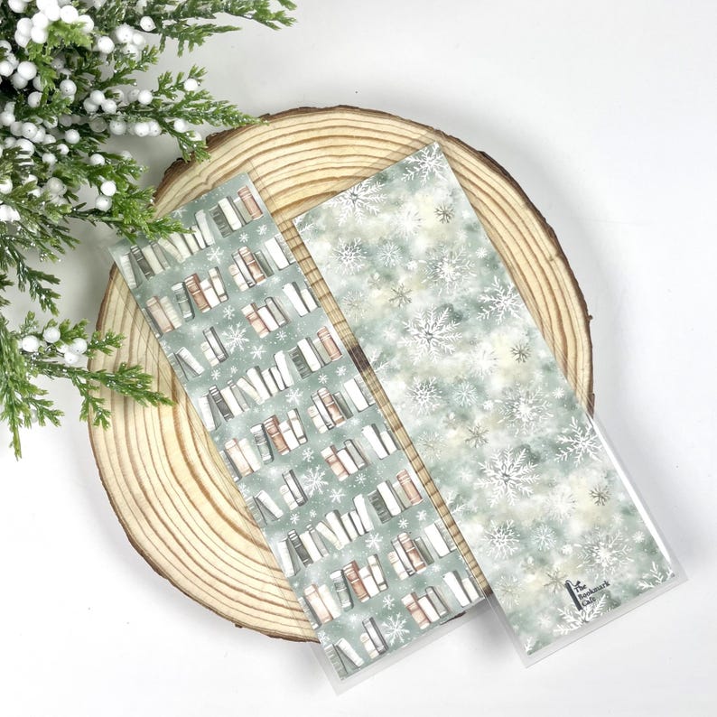Cozy Winter Bookmarks, Sage Green Snowman Bookmark Set, Winter Book ...