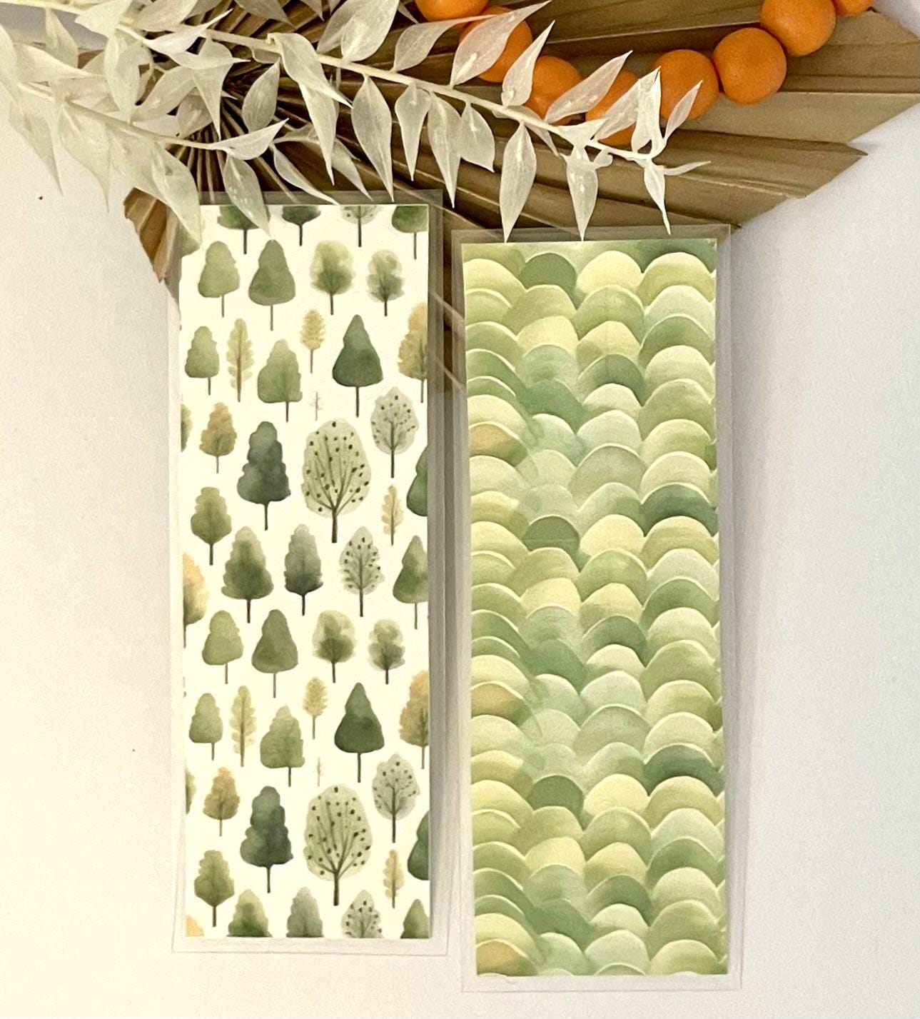 Simple Green Laminated Watercolor Bookmarks, Double Sided, Handcrafted ...