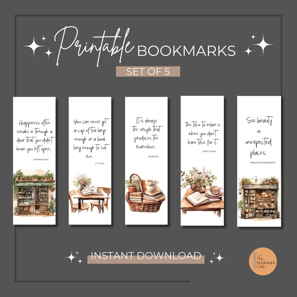 Printable Bookmarks, Digital Download, Quotes Bookmarks, Reader Gift ...