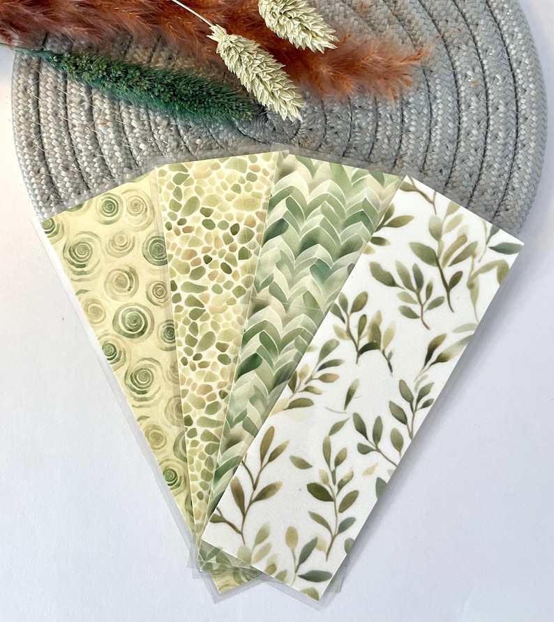 Simple Green Laminated Watercolor Bookmarks, Double Sided, Handcrafted ...