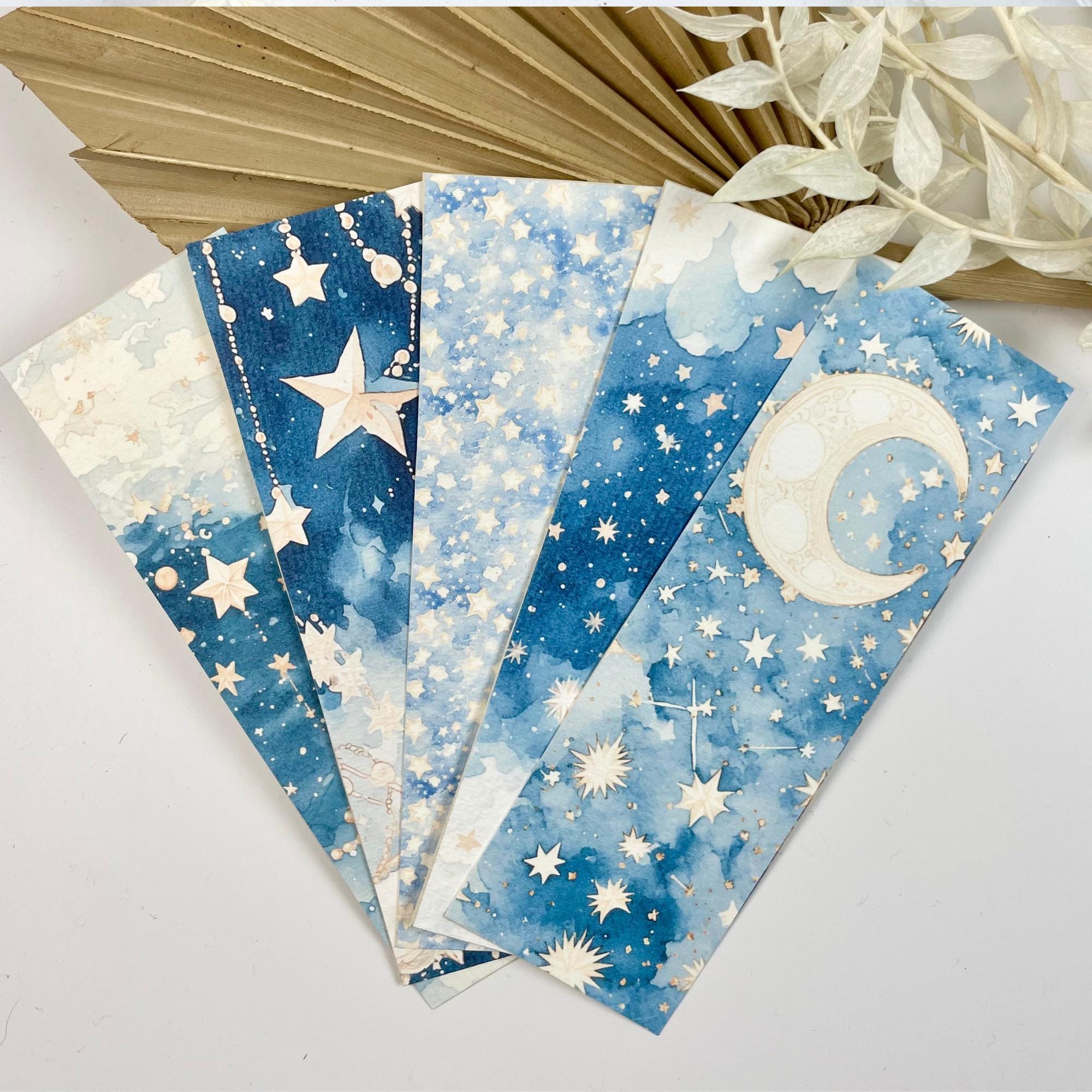 Starry Night Bookmarks 2, Textured Cardstock Bookmark, Star Bookmark ...