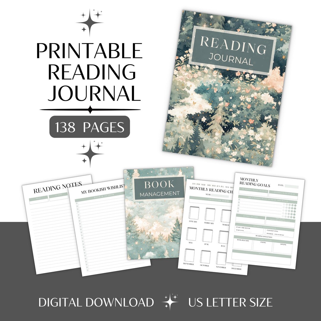 Printable Reading Journal, Instant Download, Reading Planner PDF ...