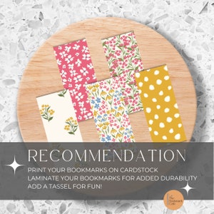 Printable Bookmarks, Digital Download, Set of 5, Summer Floral Bookmark ...