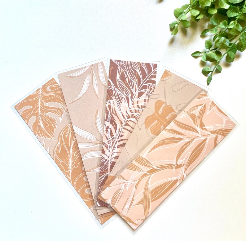 Tropical Leaves Laminated Bookmarks, Double Sided, Handcrafted ...