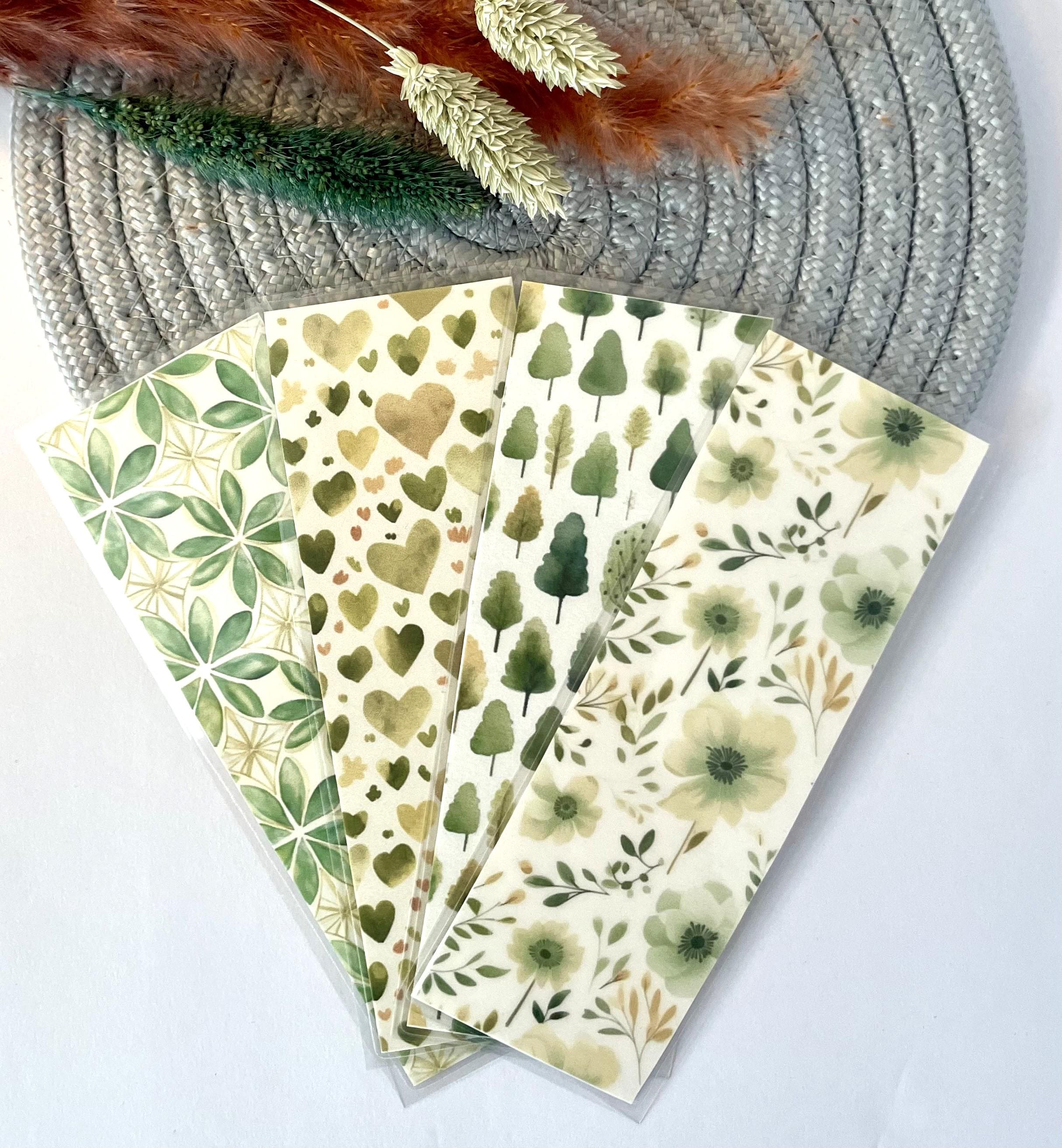 Simple Green Laminated Watercolor Bookmarks, Double Sided, Handcrafted ...