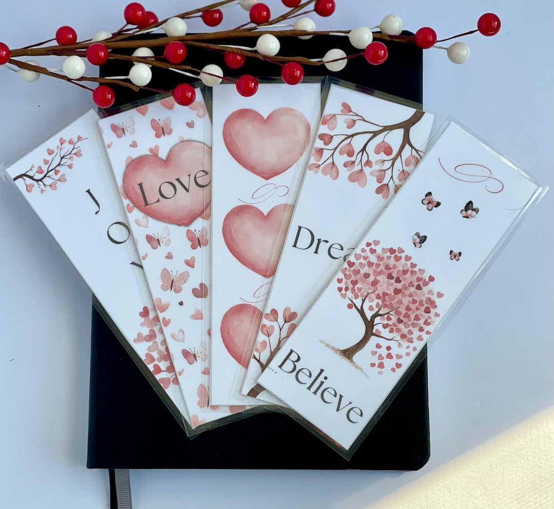 Laminated Handmade Valentines Day Bookmarks, Unique Gift for Book ...