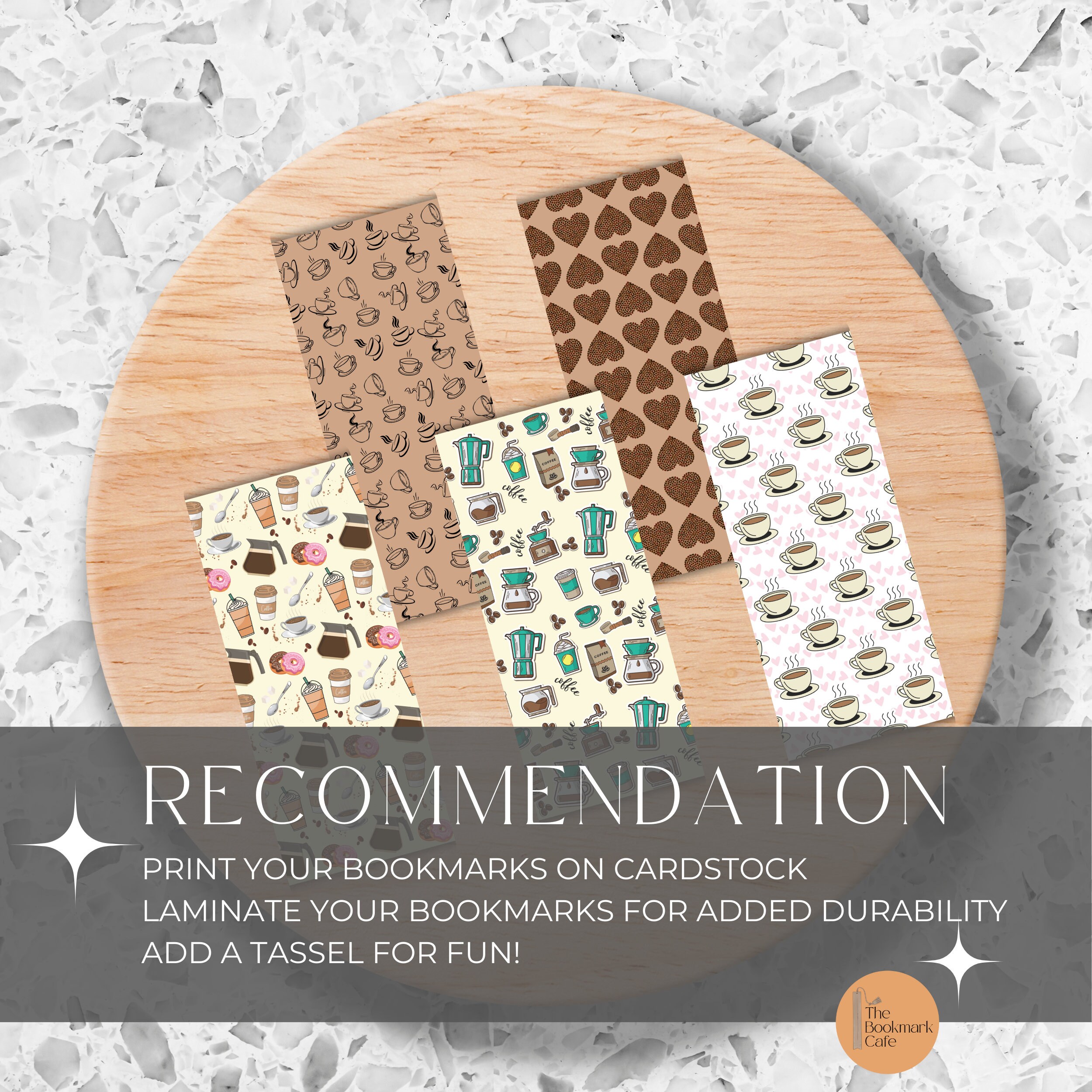 Printable Bookmarks, Digital Download, Set of 5, Coffee Shop, Reader ...