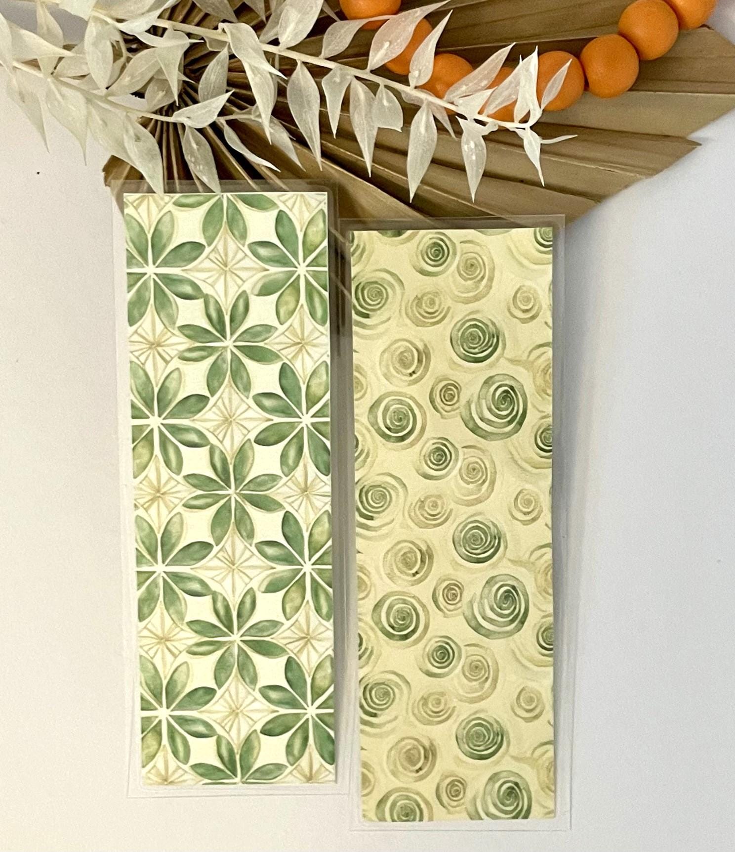 Simple Green Laminated Watercolor Bookmarks, Double Sided, Handcrafted ...