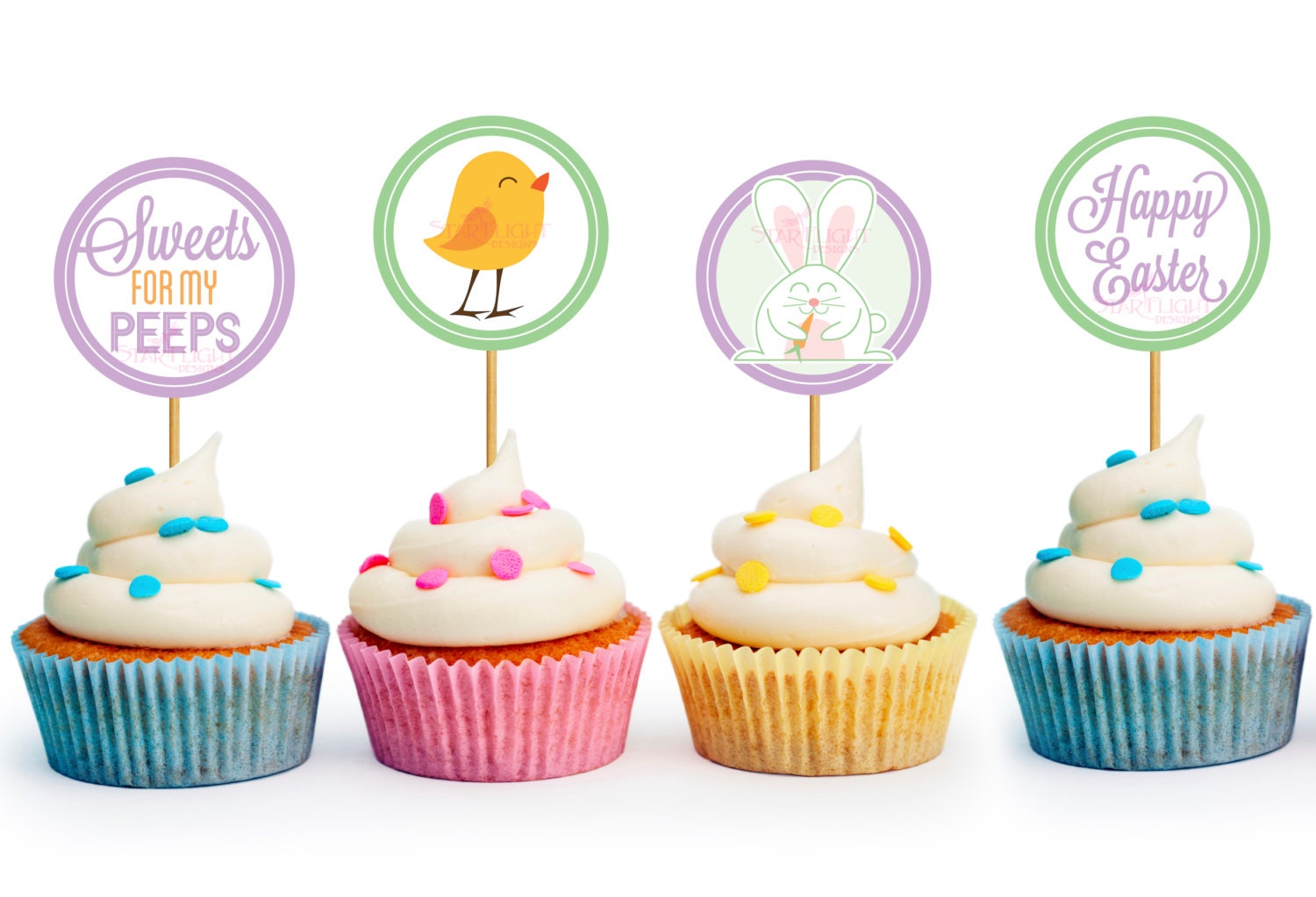 2"x2" Easter Cupcake Toppers/stickers - Printable PDF - Instant ...