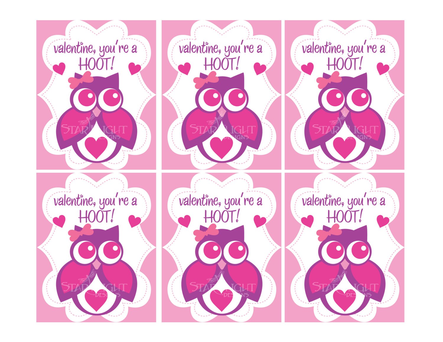 Owl Themed Valentines - Printable PDF - Instant Download - Etsy