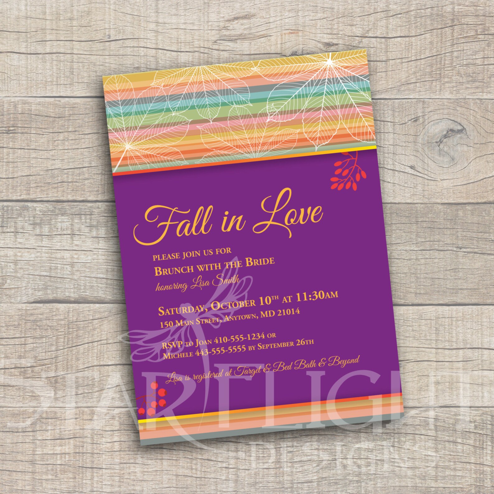 Fall Themed Invitation Printable PDF/JPEG - Etsy