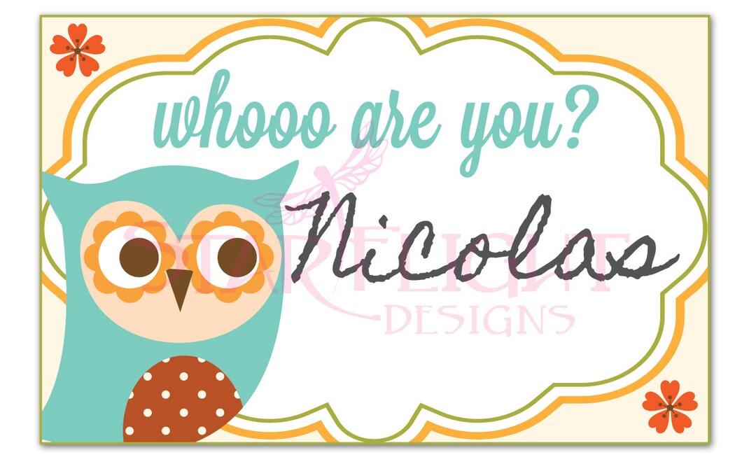 Whooo Are You? Owl Name Tags - Printable PDF - Instant Download - Etsy