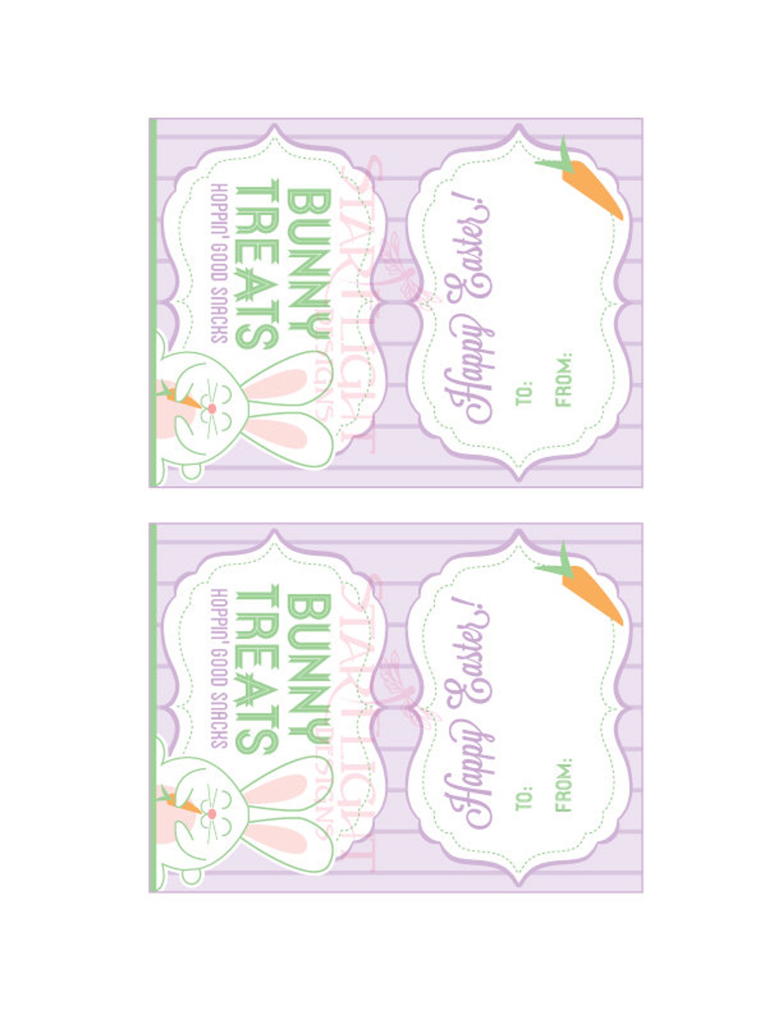 Bunny Treats Bag Toppers Printable PDF Instant Download - Etsy