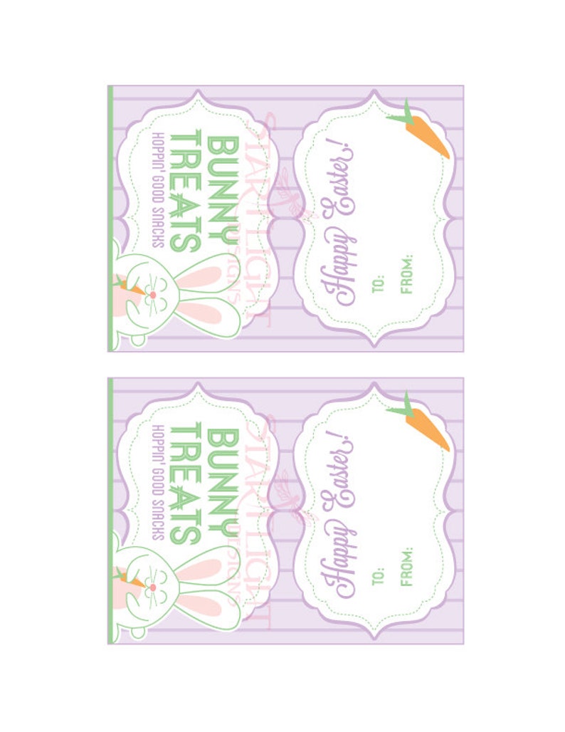 Bunny Treats Bag Toppers - Printable PDF - Instant Download - Etsy