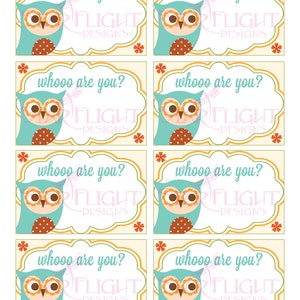Whooo Are You? Owl Name Tags - Printable PDF - Instant Download - Etsy