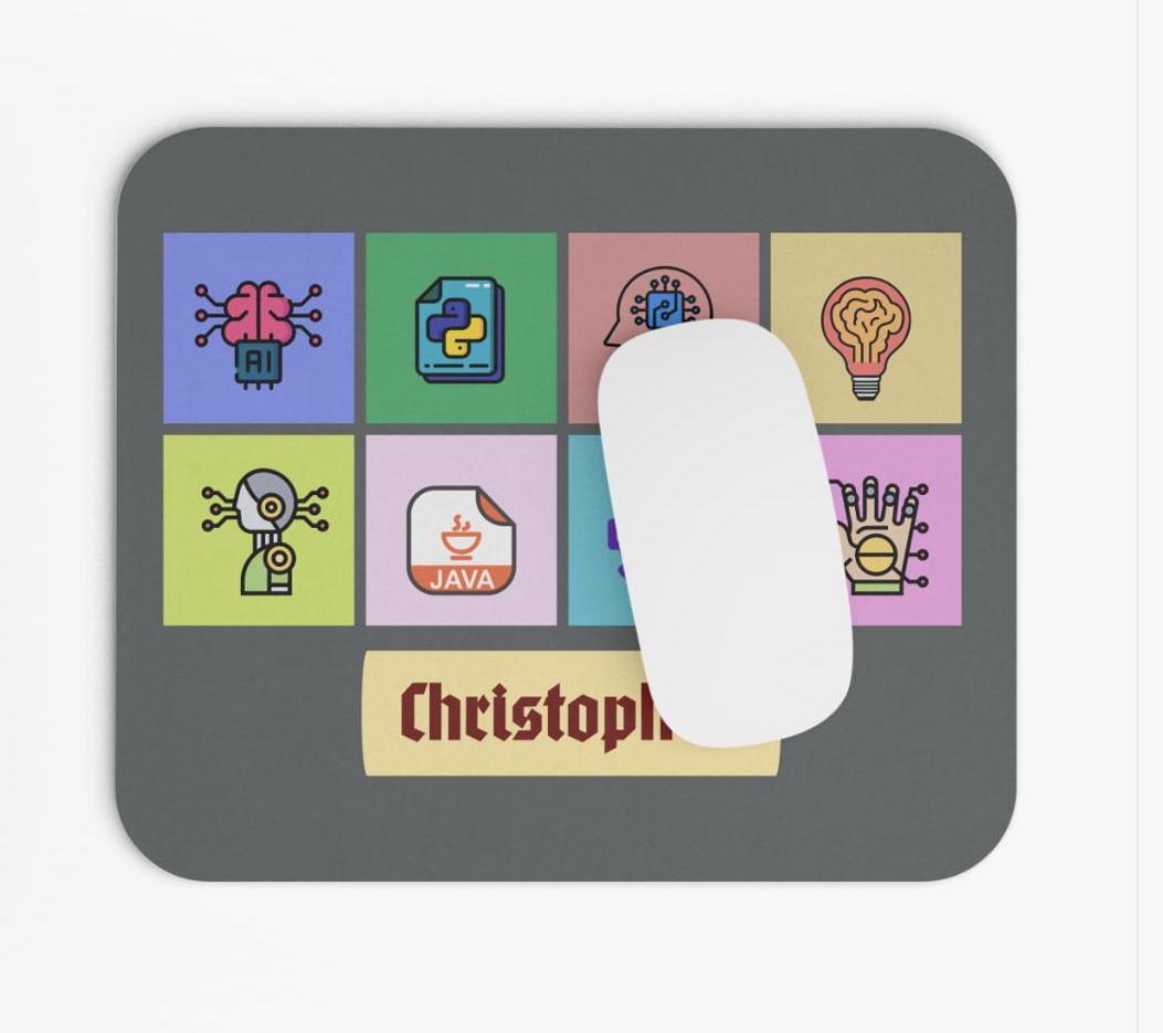 Personalized AI and Programming Symbols Mousepad , Tech Geek Mousepad, Python Java Mousepad ...
