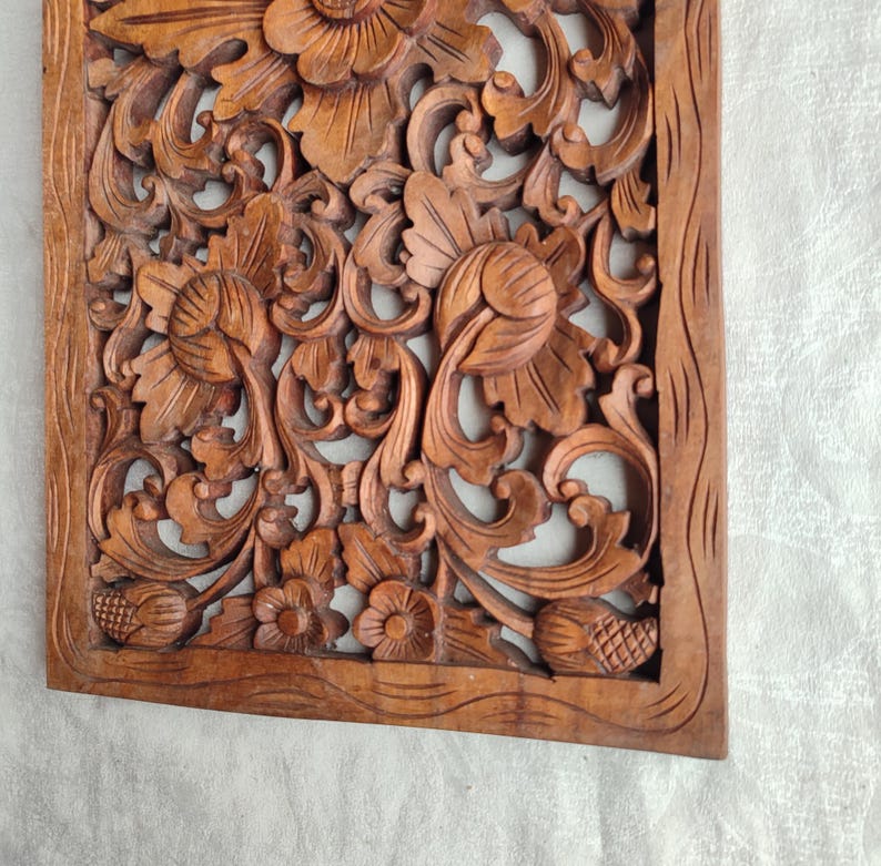 Hand Carved Wood Wall Art: Balinese Mandala Panel Art - Etsy