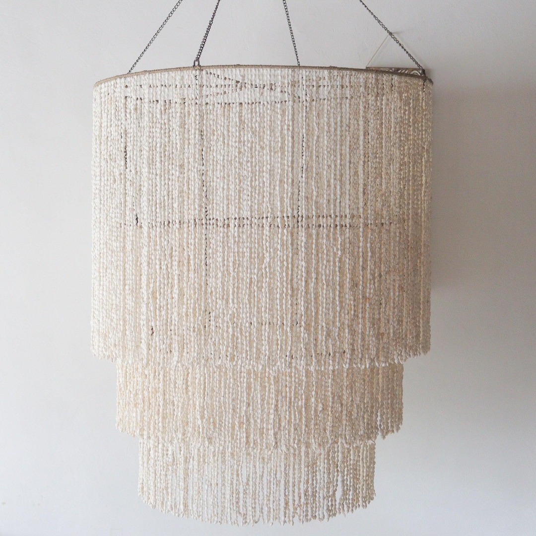 Seashell Ceiling Light Tiered, Bali Seashell Chandelier, Lampshade From ...