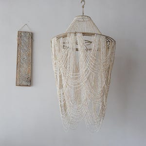 Large Beaded Seashell Chandelier, Bead Seashell Chandelier White ...