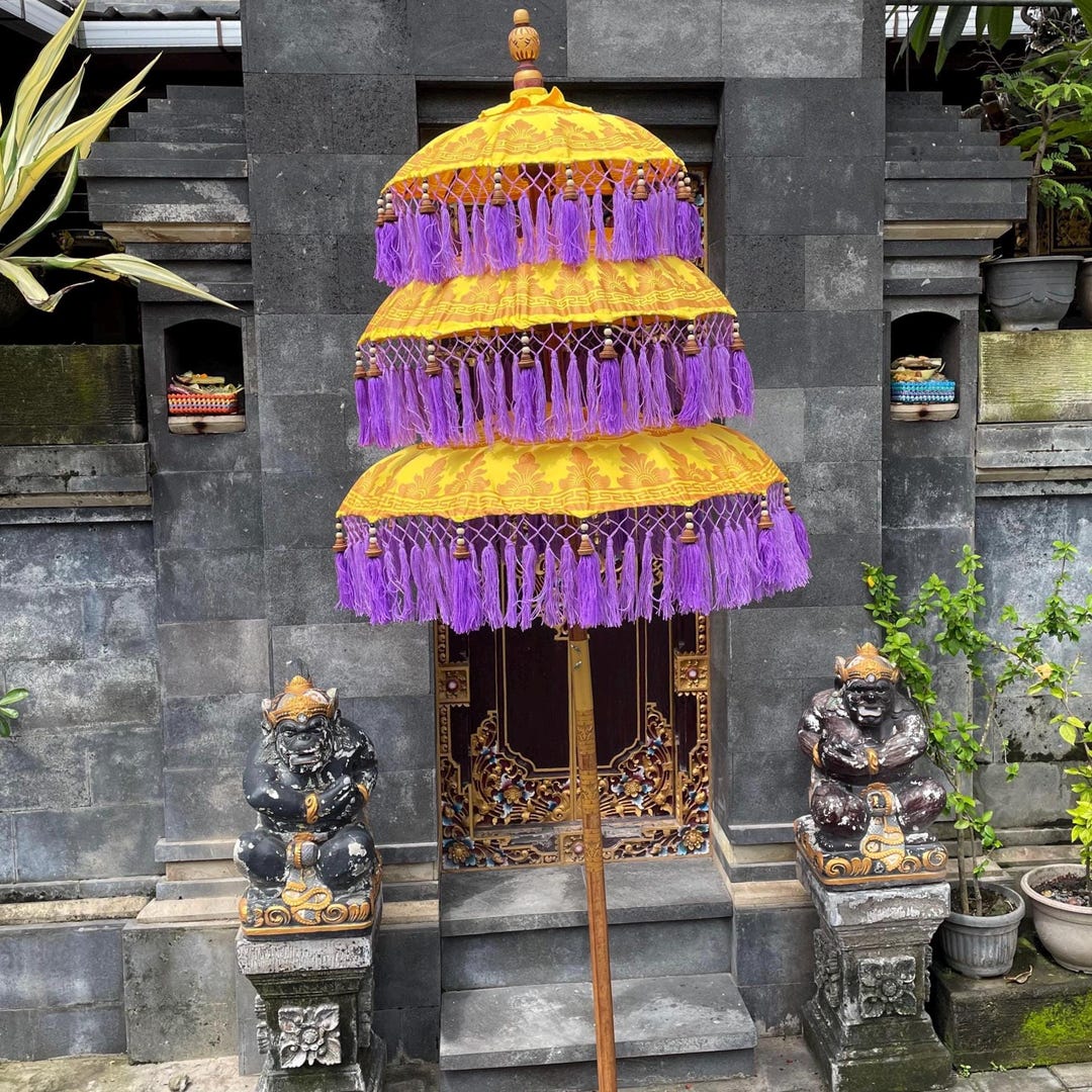 Handmade Triple Parasol Yellow,yellow Gold Motif Triple Parasol With ...