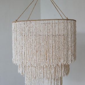 Seashell Ceiling Light Tiered, Bali Seashell Chandelier, Lampshade From ...