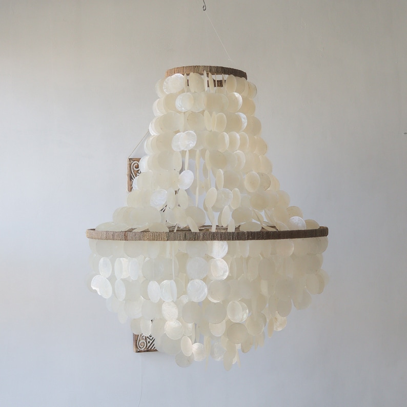 Natural Capiz Shell Ceiling Light , Capiz Shell Shell Chandelier Bali ...