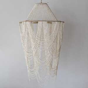 Large Beaded Seashell Chandelier, Bead Seashell Chandelier White ...